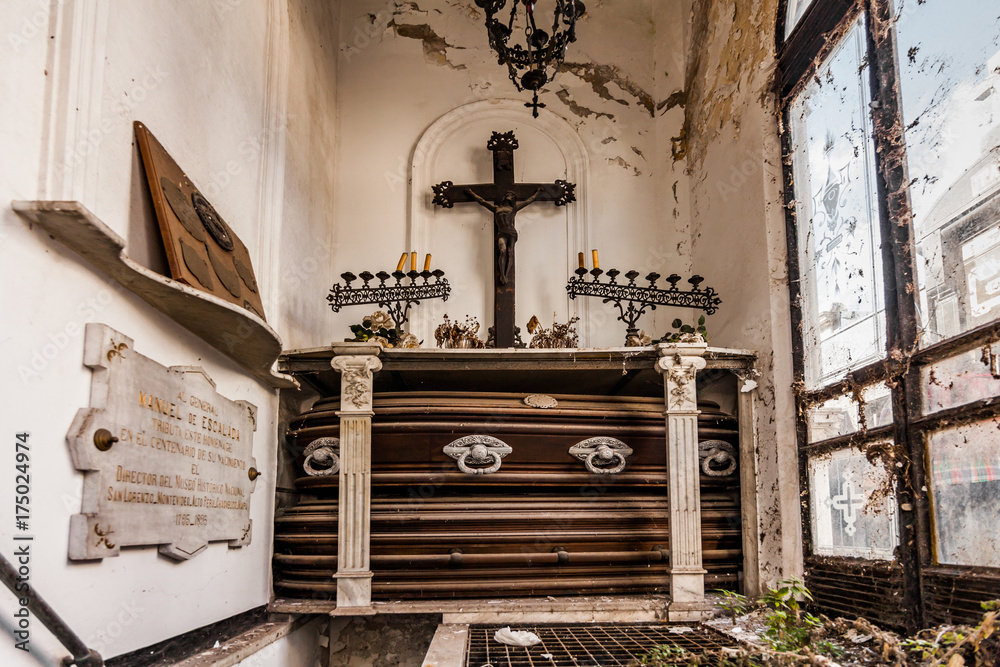 Old crypt in the cemetery with the graves. Background Halloween Stock ...