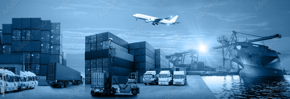 Logistics and transportation of Container Cargo ship and Cargo plane ...