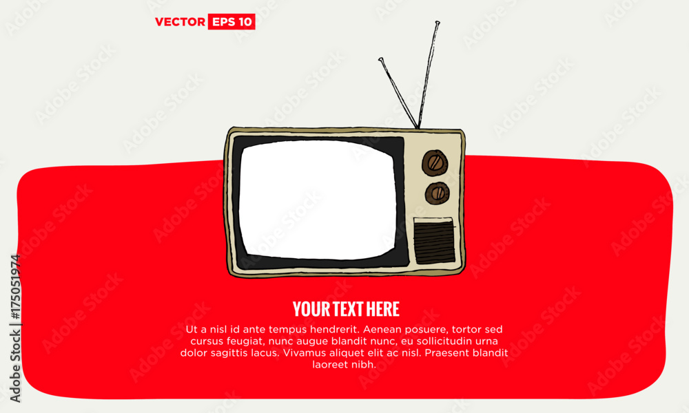 Hand Drawn Television Vector Illustration Poster Textbox Template ...