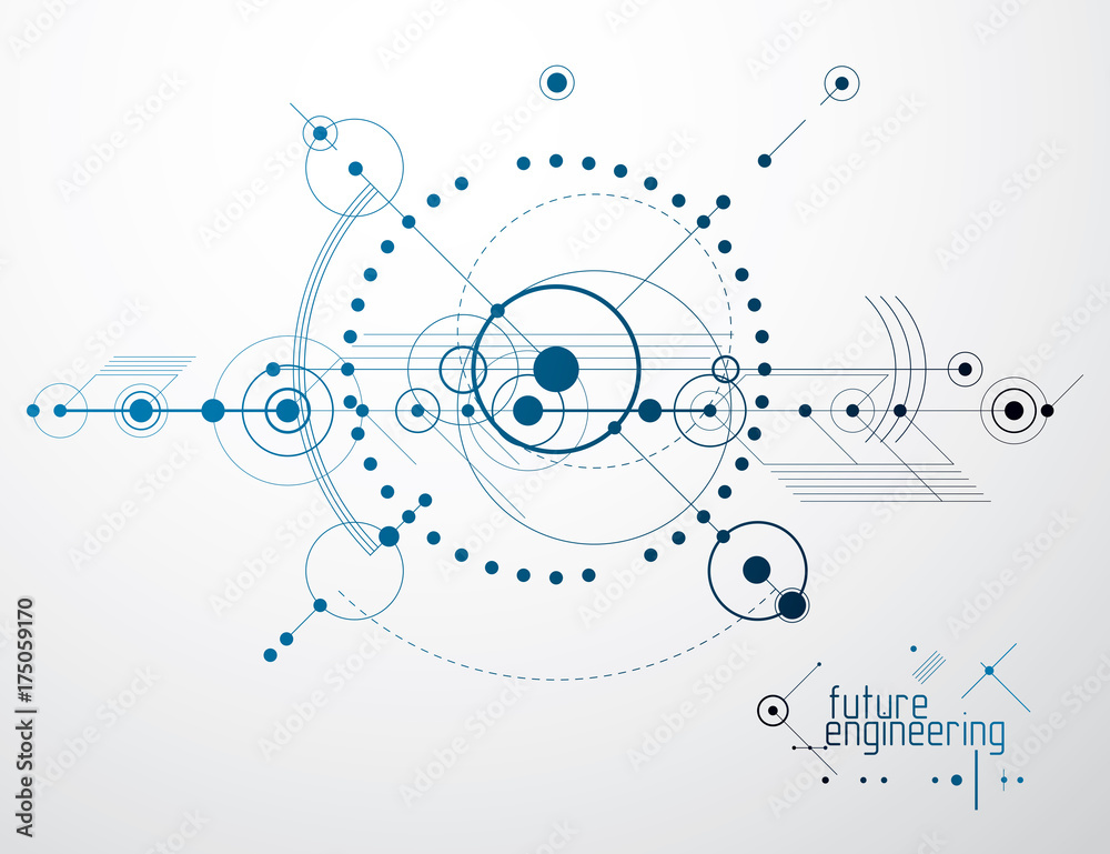 Technical plan, abstract engineering draft for use in graphic and web ...