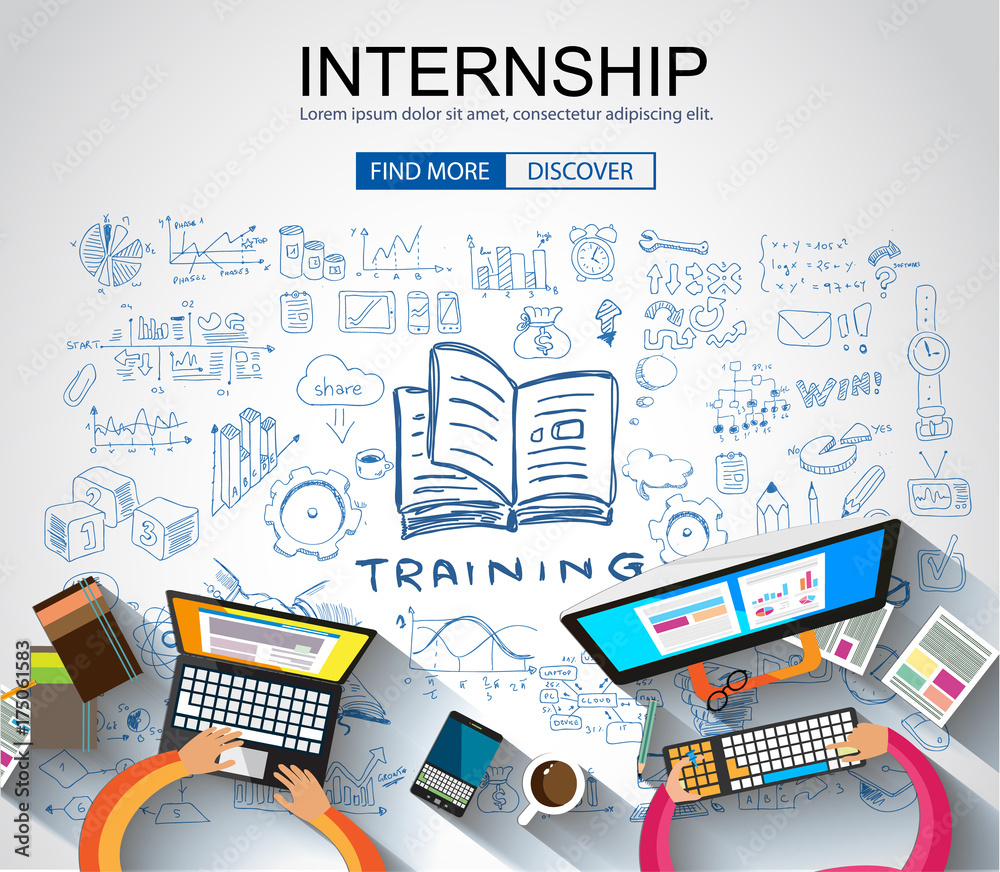Internship concept with Business Doodle design style: online formation ...