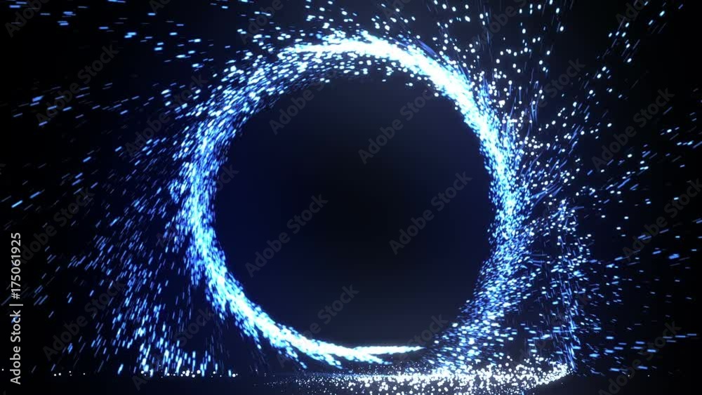 Seamless alpha animation of abstract blue ring of fire flame fireworks ...
