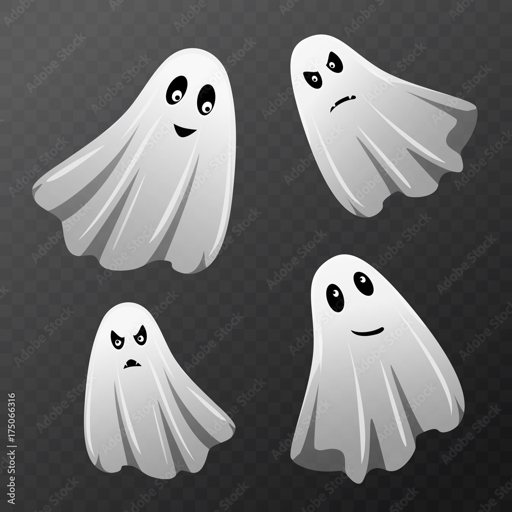Halloween celebration. Set of ghost characters with different face ...