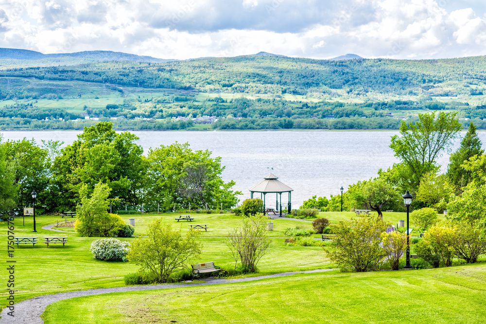 Landscape aerial view of Sainte-Famille park in summer in Ile D'Orleans ...