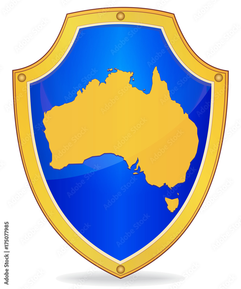 Shield with silhouette of Australia Stock Vector | Adobe Stock