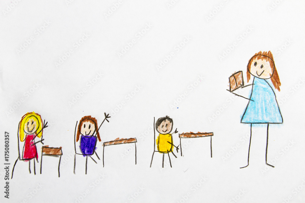 Kid Drawing: School Classroom Stock Illustration | Adobe Stock