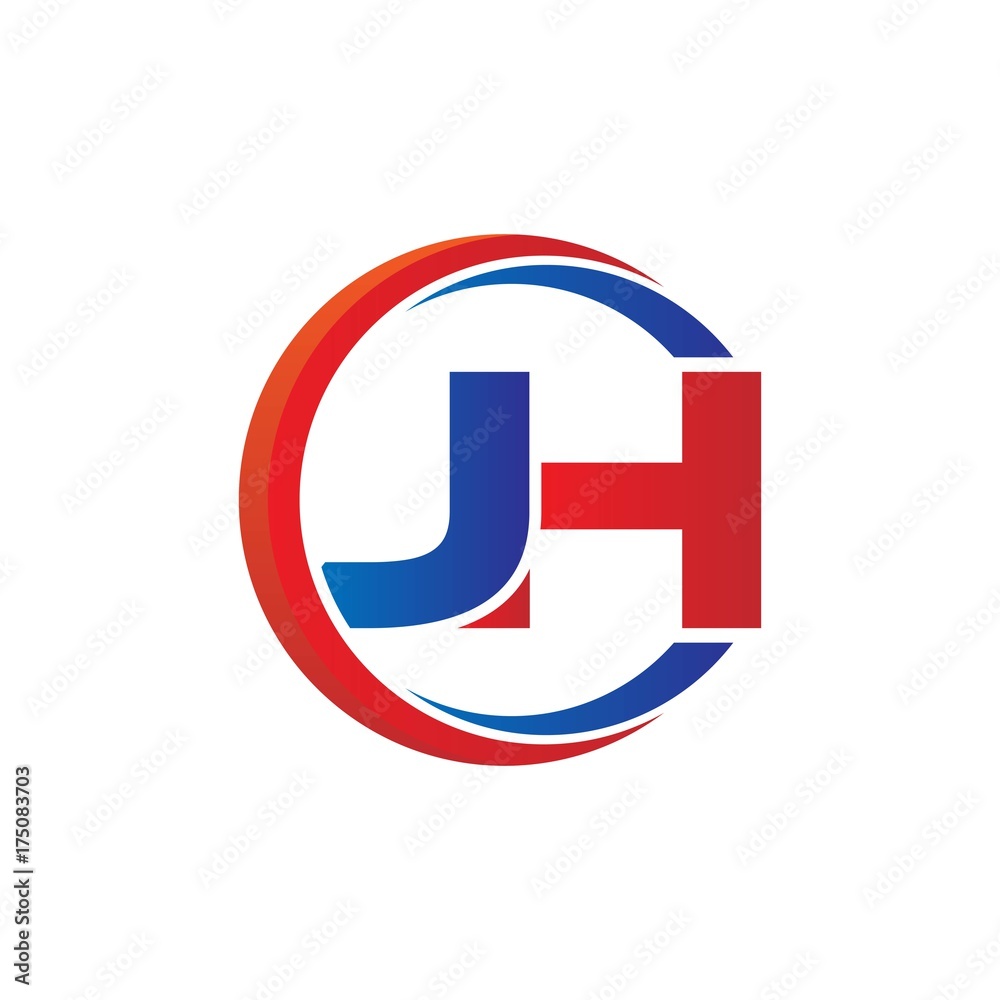 jh logo vector modern initial swoosh circle blue and red Stock Vector ...