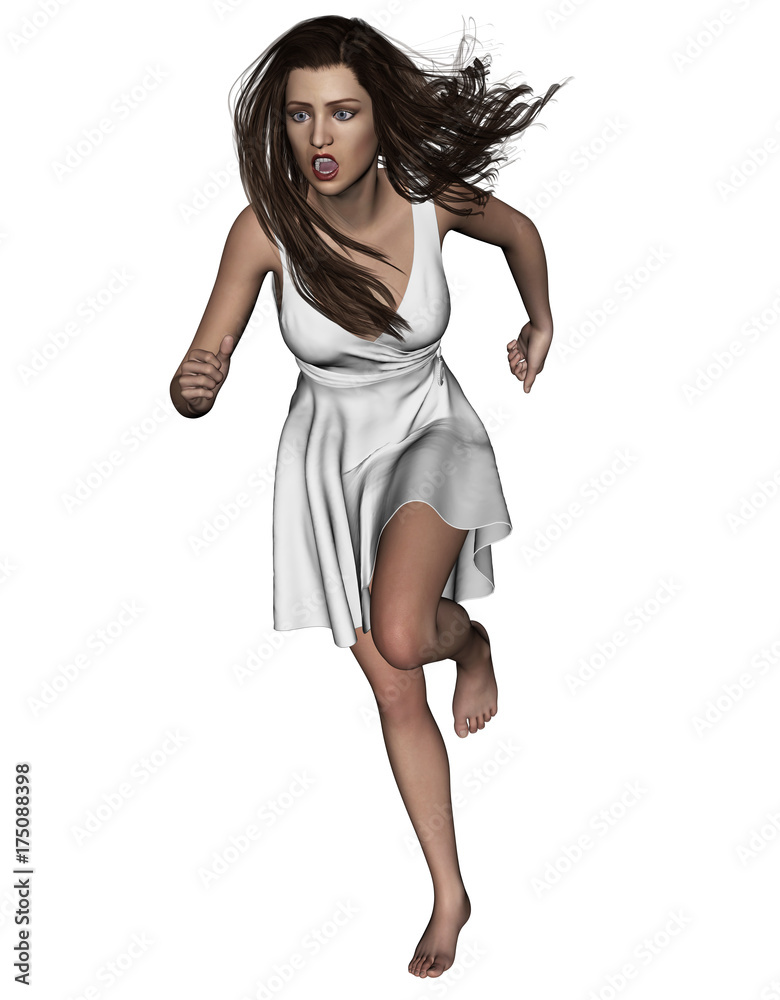 3d illustration of Scared woman running away,Concept and ideas ...