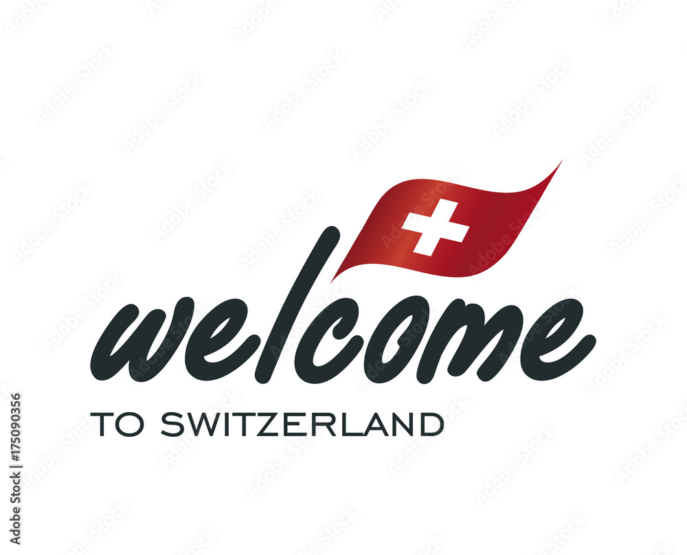 Welcome to Switzerland flag sign logo icon Stock Vector | Adobe Stock