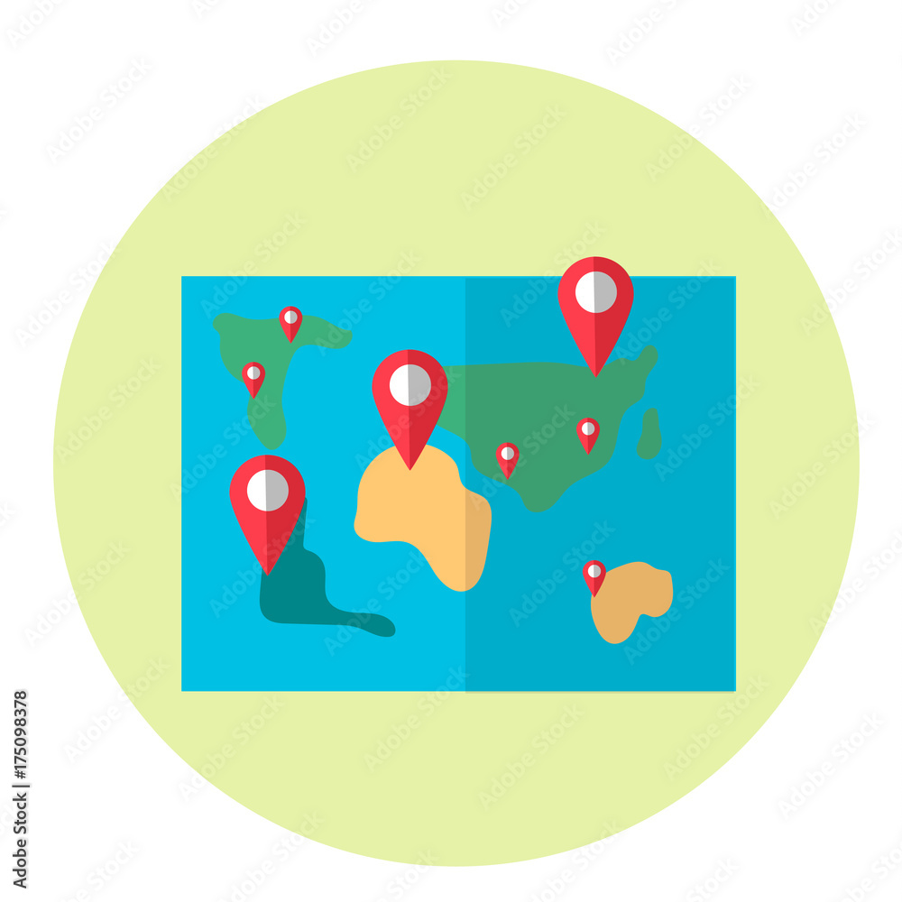 World map with pointers Stock Vector | Adobe Stock