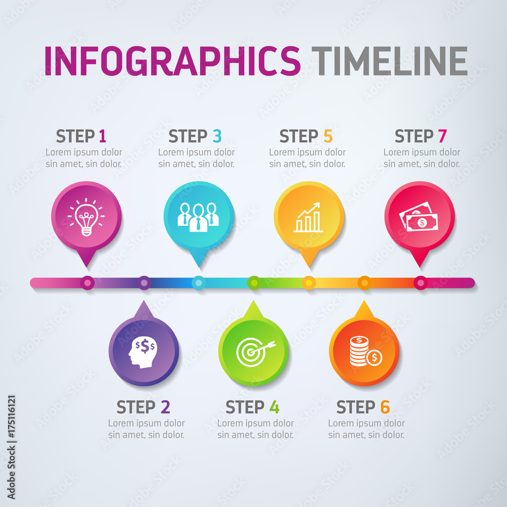 7 Steps Infographics Stock Vector | Adobe Stock