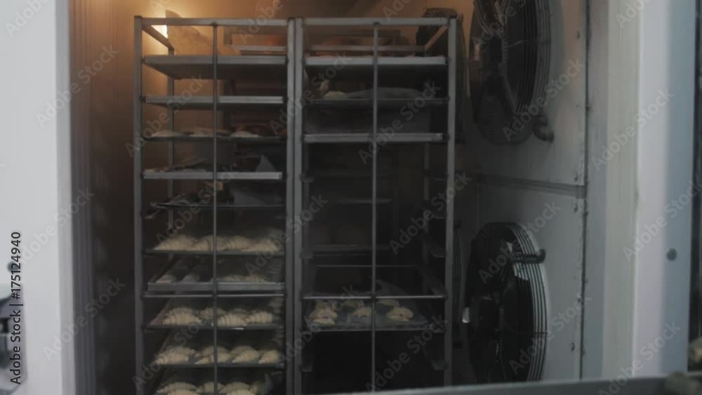 Raw frozen buns for burgers of white dough packed in transparent ...