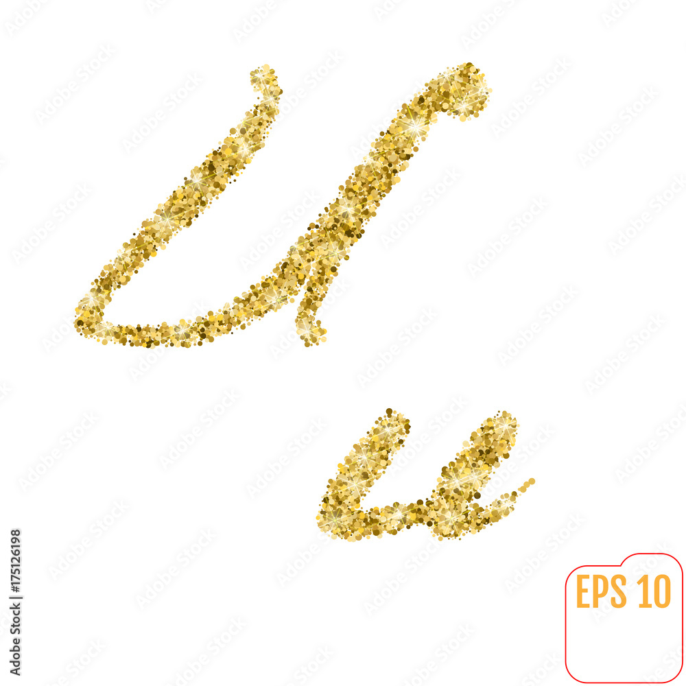 Gold rush. Gold alphabetic letter u. Vector gold alphabet. Font with ...