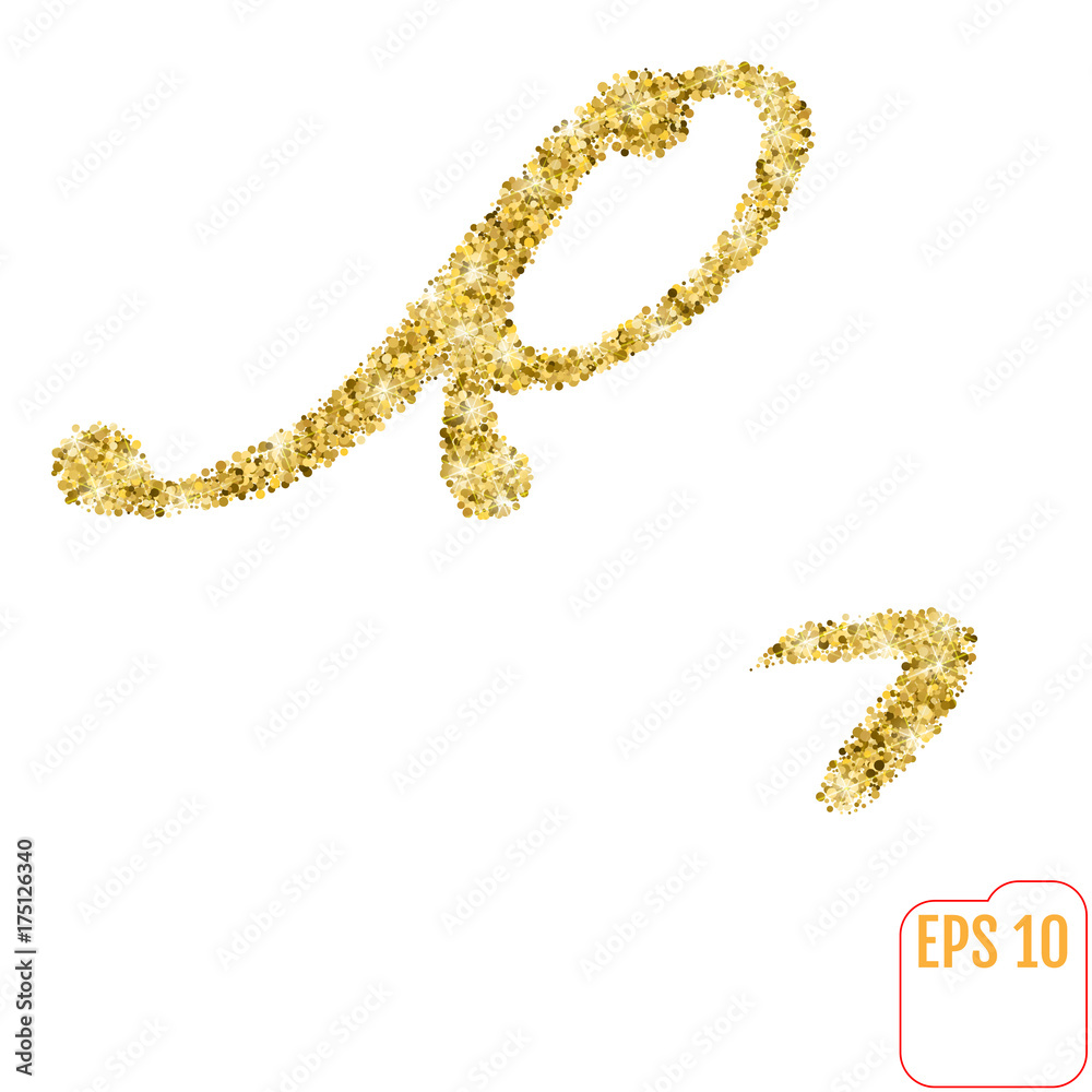 Gold rush. Gold alphabetic letter r. Vector gold alphabet. Font with ...