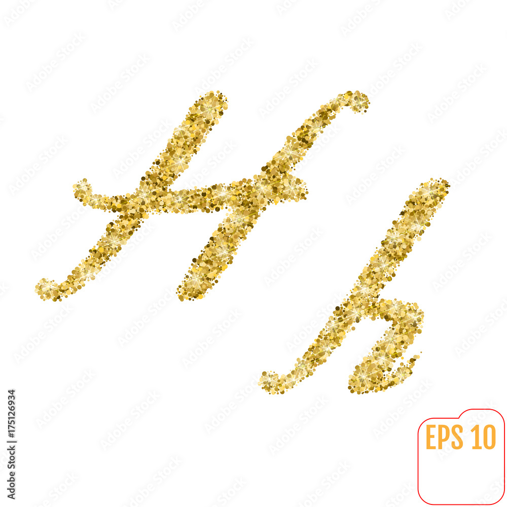 Gold rush. Gold alphabetic letter h. Vector gold alphabet. Font with ...
