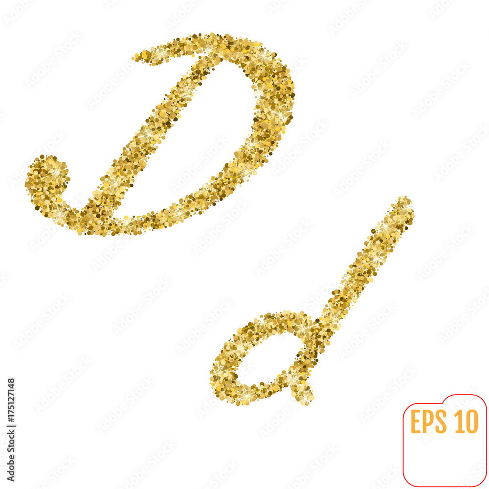 Gold rush. Gold alphabetic letter d. Vector gold alphabet. Font with ...