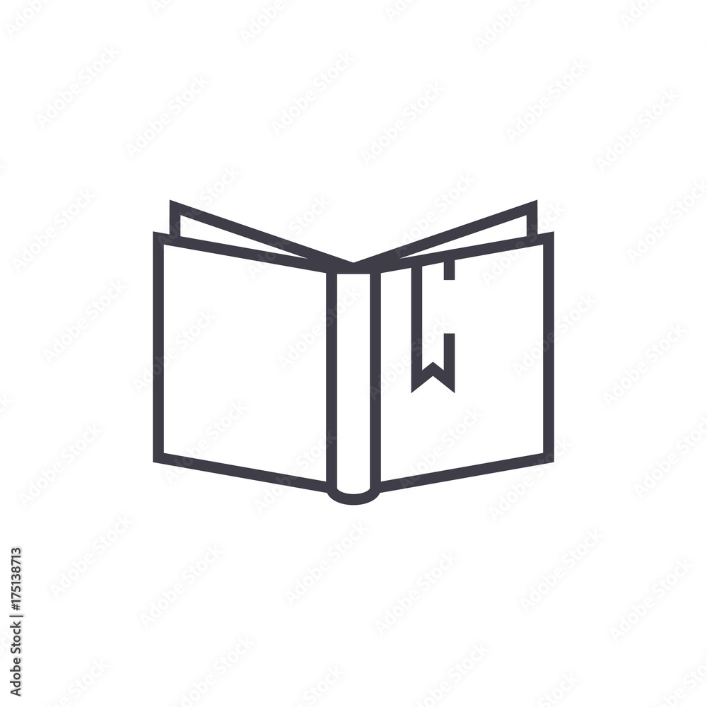 open book with tag sign vector line icon, sign, illustration on white ...