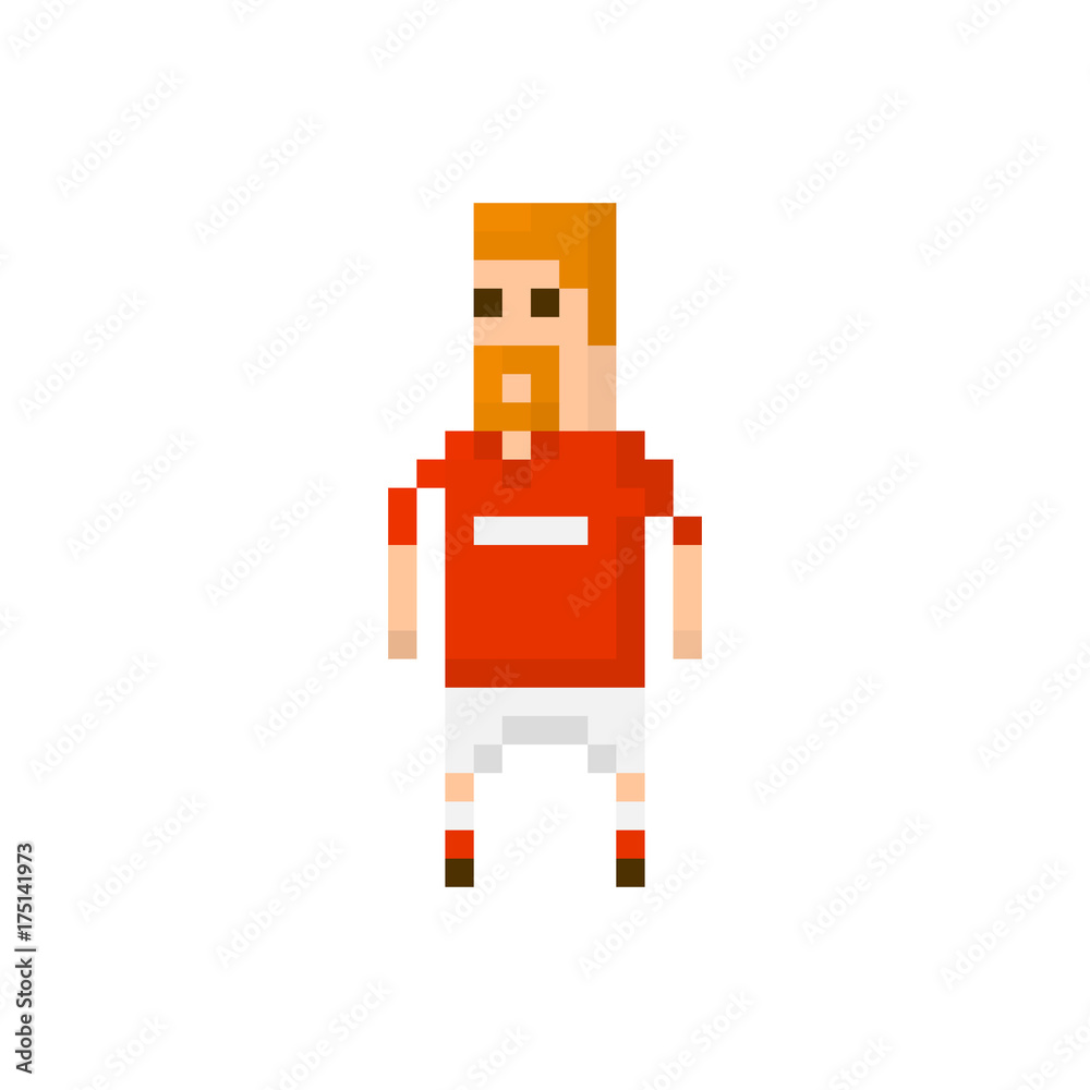 Pixel character football player for games and applications Stock ...