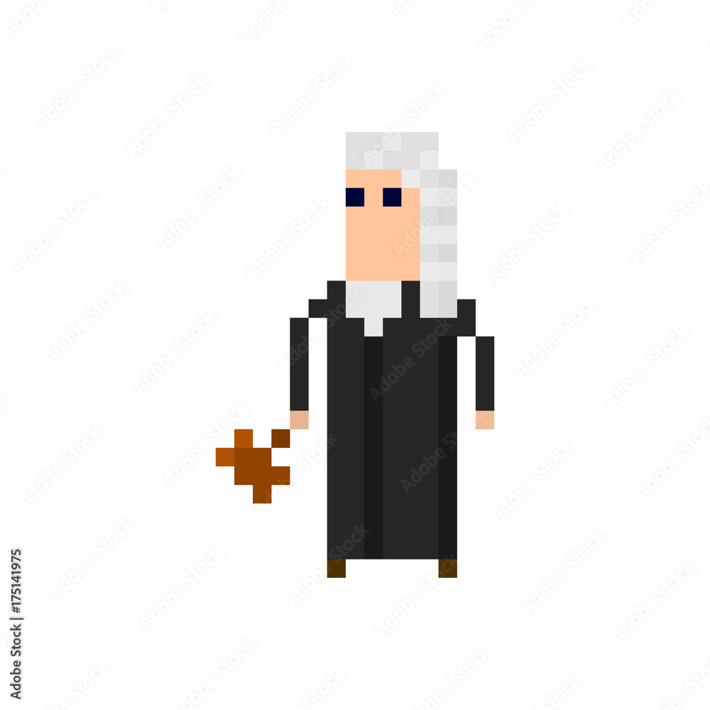 Pixel character judge for games and applications Stock Illustration ...