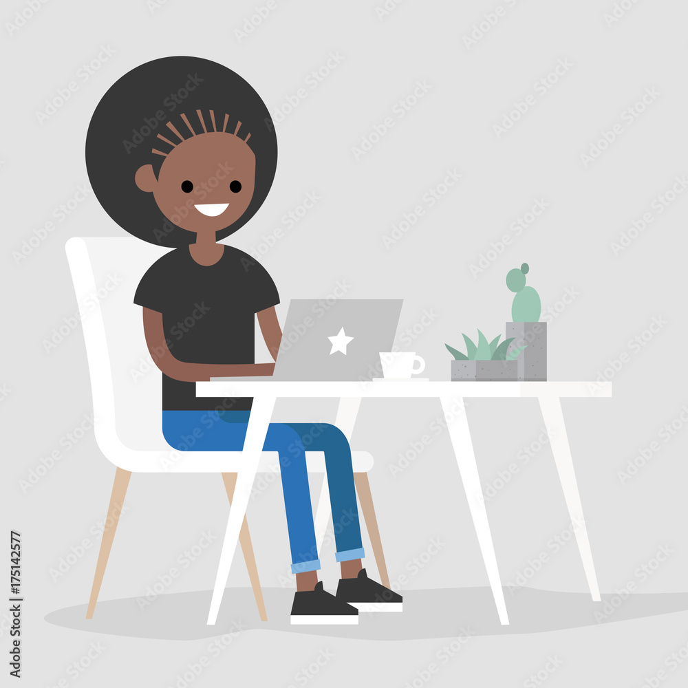 Woman Typing Clipart
