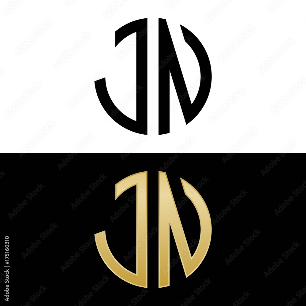 jn initial logo circle shape vector black and gold Stock Vector | Adobe ...