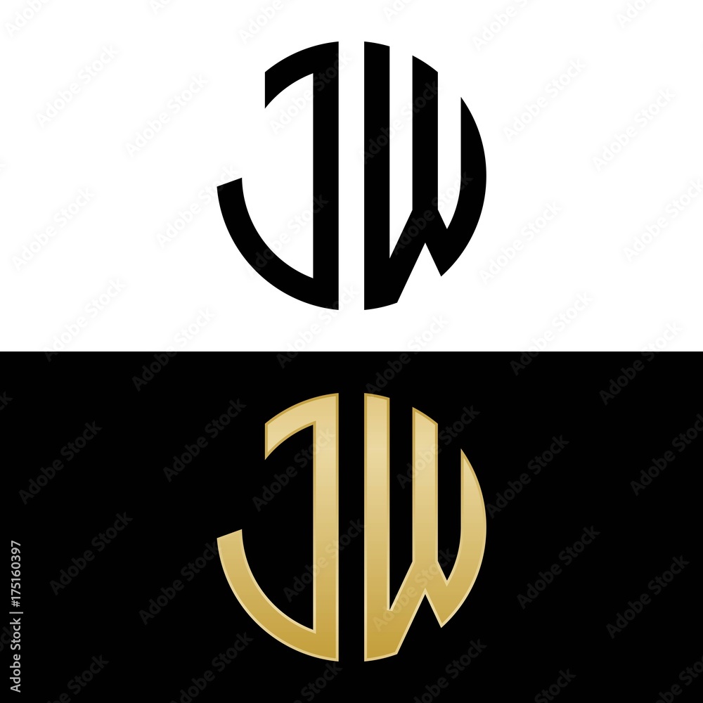Vettoriale Stock jw initial logo circle shape vector black and gold ...