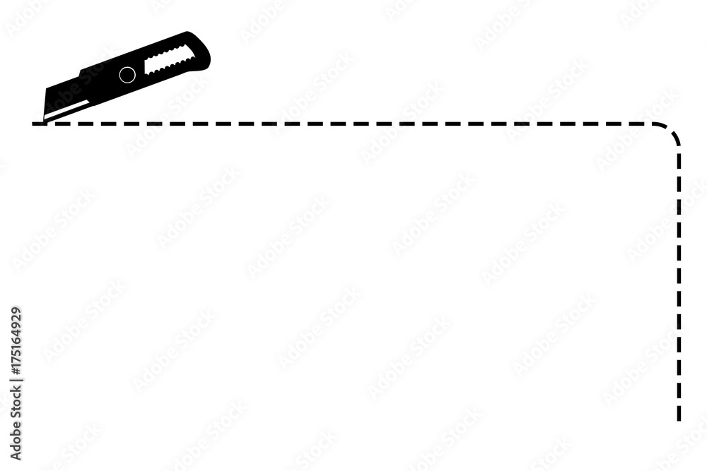 Sign Cut Here, Half of Rectangle, lWith Cutter Isolated on White Stock ...