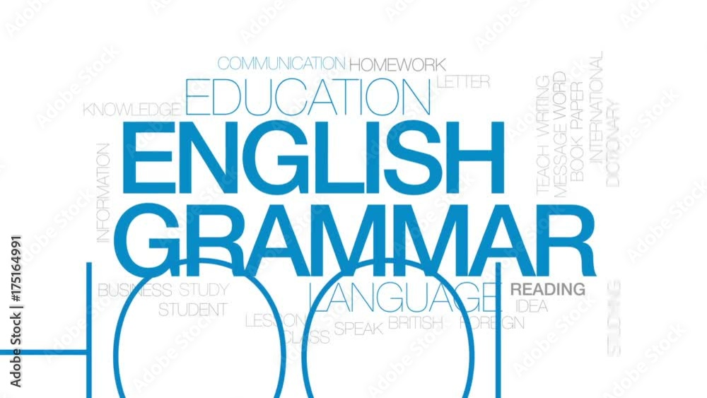 English grammar animated word cloud, text design animation. Kinetic ...