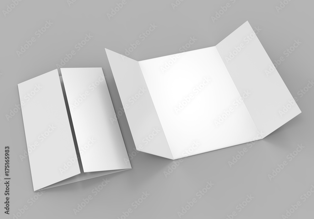 Single open gate fold brochure, 3 panel and six pages leaflet. blank ...