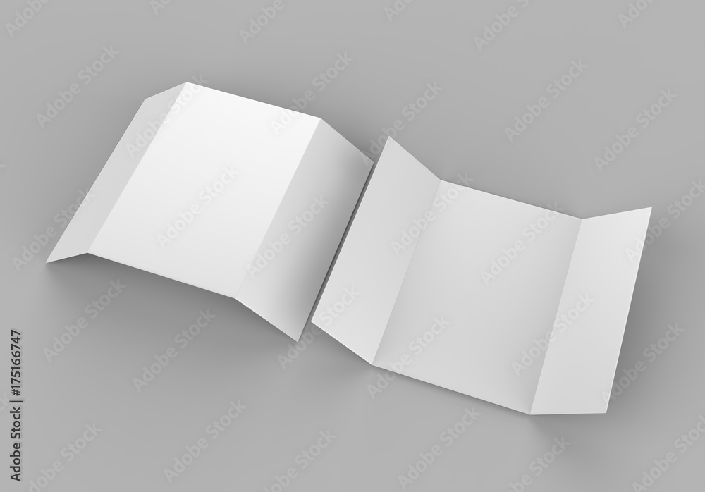 Single open gate fold brochure, 3 panel and six pages leaflet. blank ...