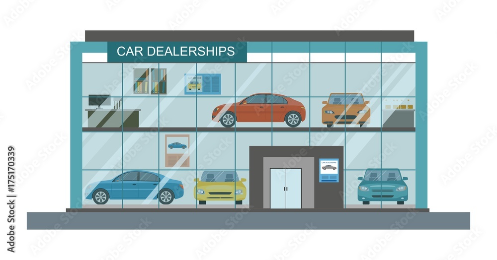 Modern car dealership showroom interior Stock Vector | Adobe Stock