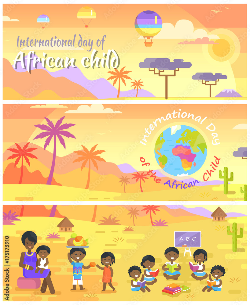 International Day of African Child Posters Set Stock Vector | Adobe Stock