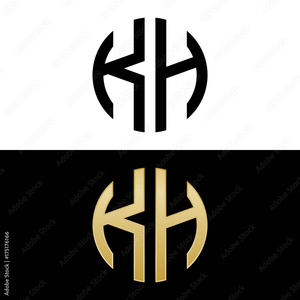 kh initial logo circle shape vector black and gold Stock Vector | Adobe ...
