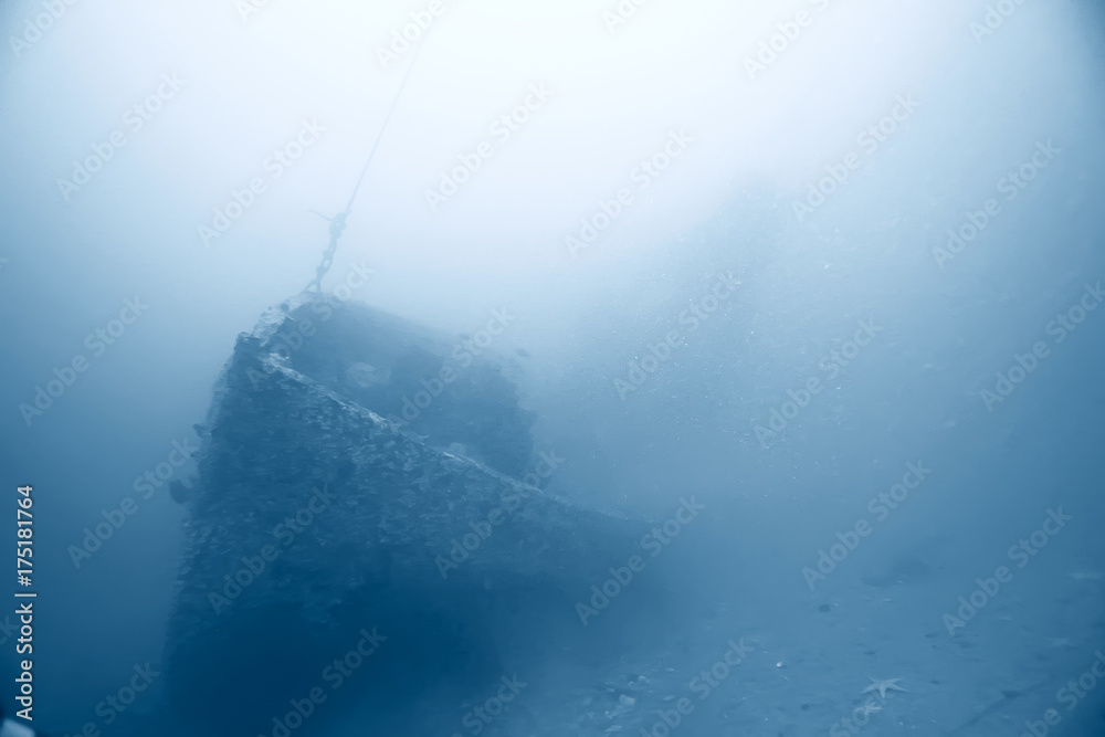 shipwreck, diving on a sunken ship, underwater landscape Stock Photo ...