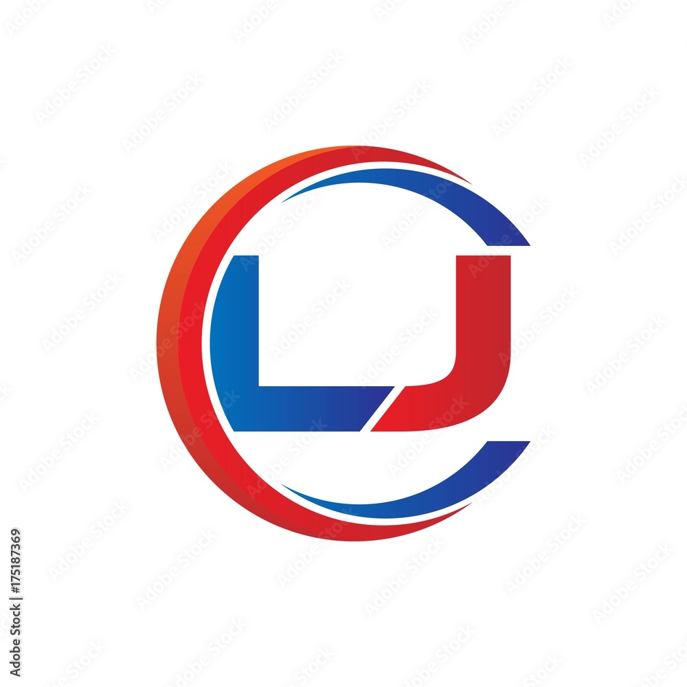 lj logo vector modern initial swoosh circle blue and red Stock Vector ...
