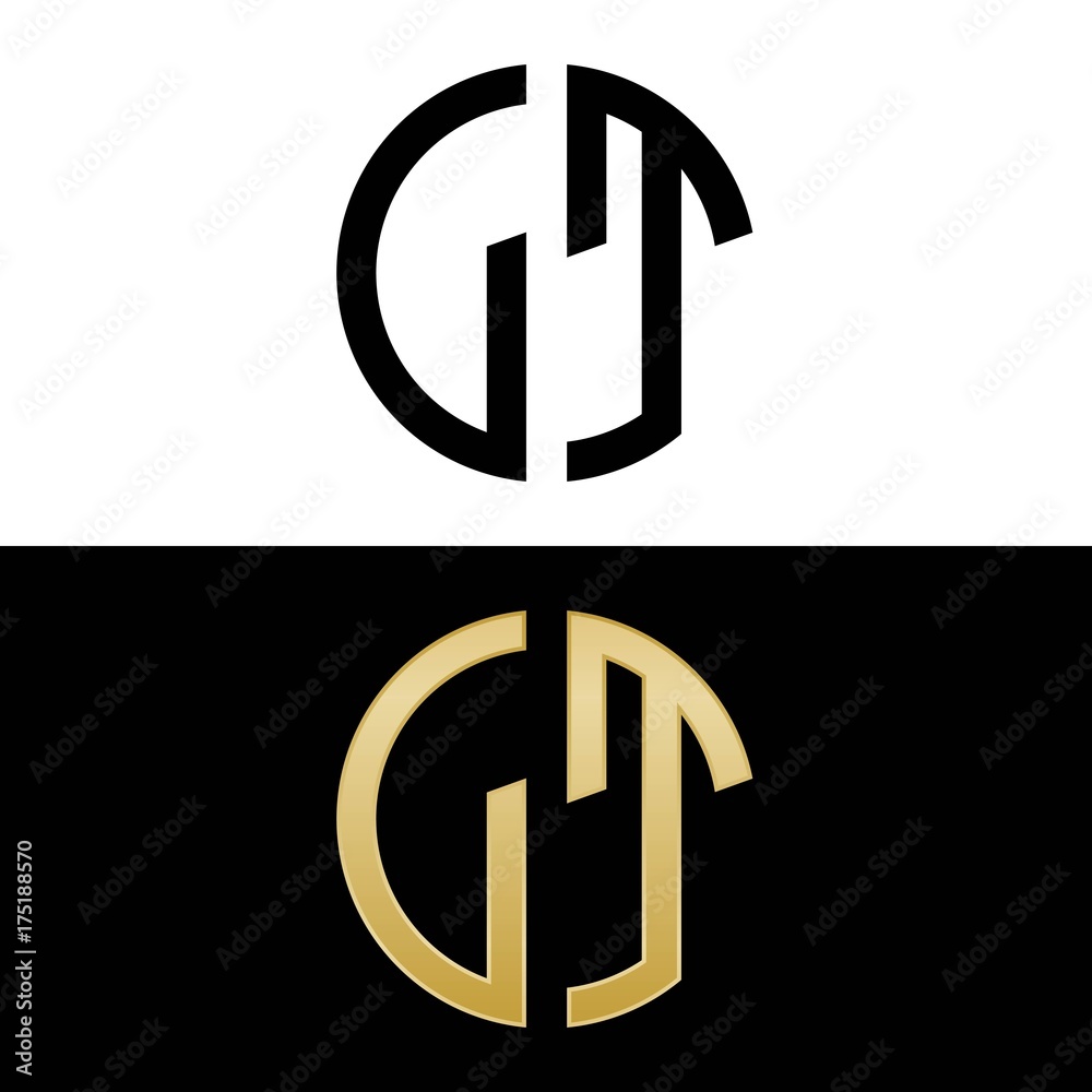 lt initial logo circle shape vector black and gold Stock Vector | Adobe ...
