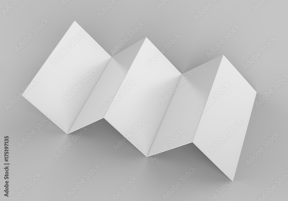 Accordion fold brochure, ten page leaflet, concertina fold. blank white ...