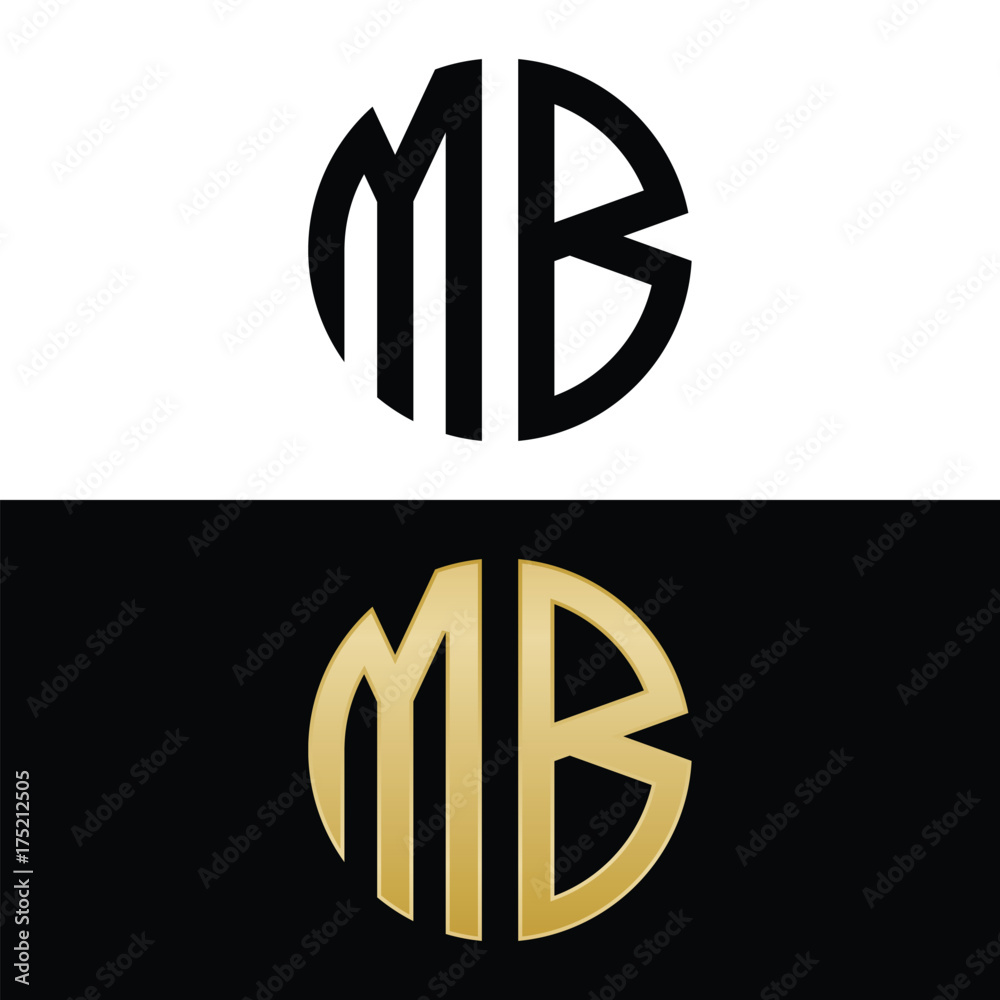 mb initial logo circle shape vector black and gold Stock Vector | Adobe ...