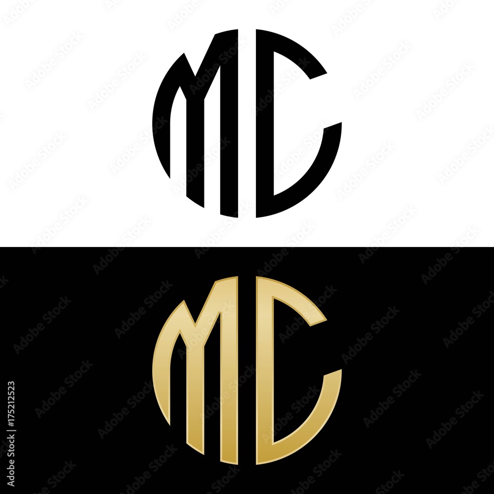 mc initial logo circle shape vector black and gold Stock Vector | Adobe ...