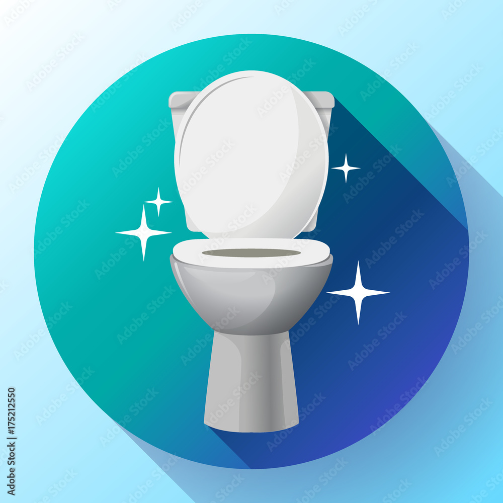 White ceramics vector clean toilet bowl icon. modern toilet in flat ...