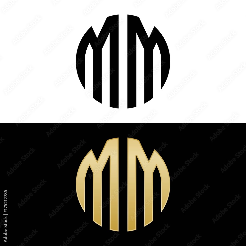 mm initial logo circle shape vector black and gold Stock Vector | Adobe ...