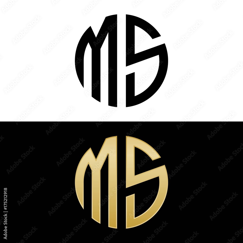 ms initial logo circle shape vector black and gold Stock Vector | Adobe ...