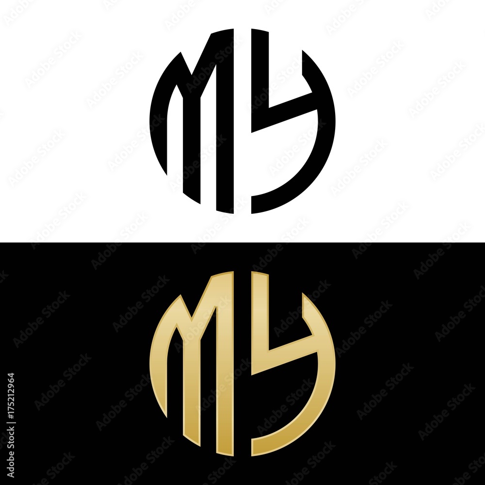 my initial logo circle shape vector black and gold Stock Vector | Adobe ...