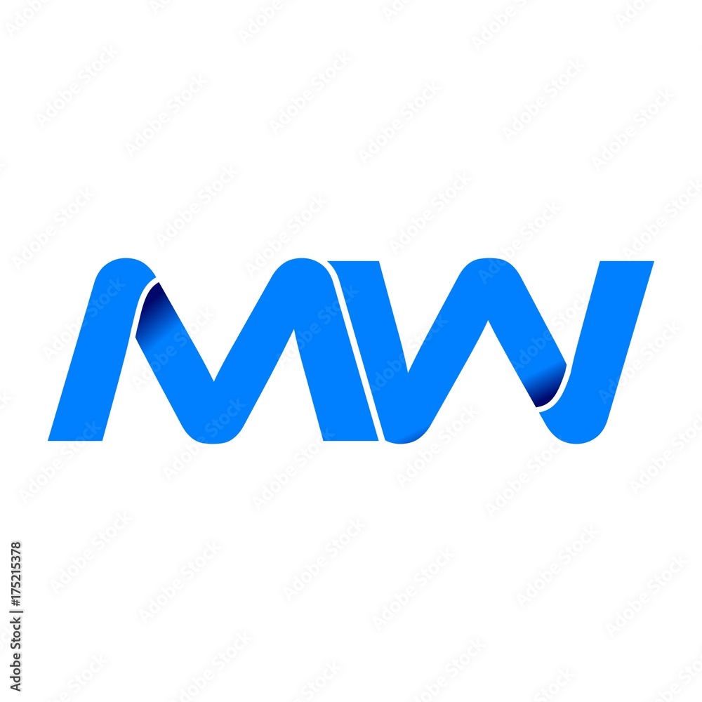 mw logo initial logo vector modern blue fold style Stock Vector | Adobe ...