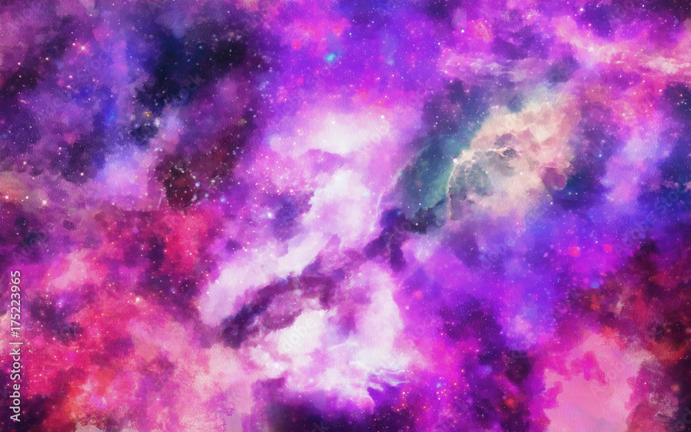 Watercolor Galaxy Background, Space, Nebula In Watercolor Print Ready ...