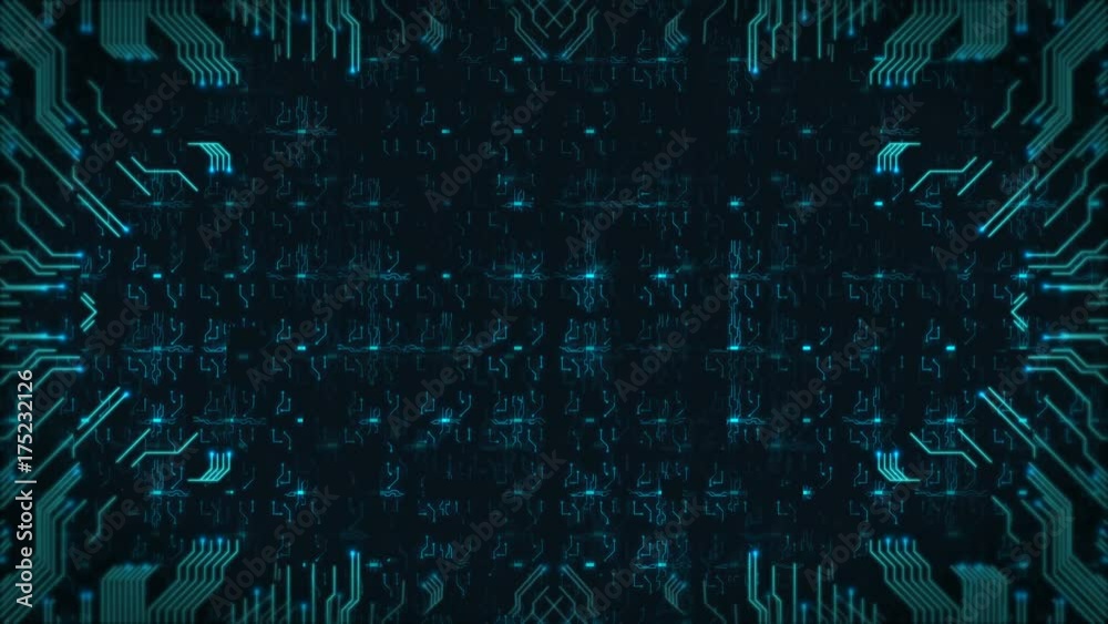 Motion graphics of hi-tech circuit board. Looping animation of the ...