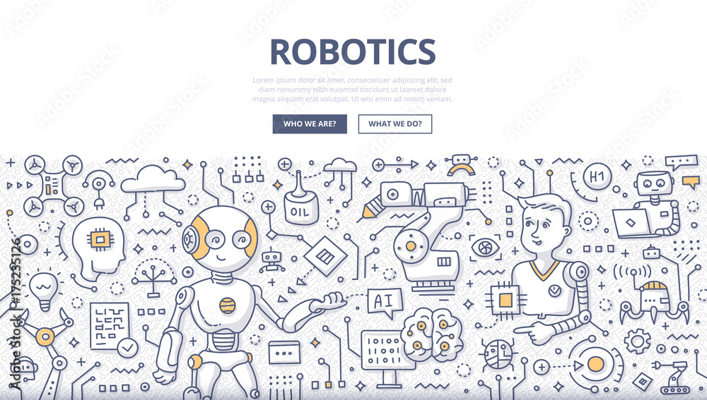 Robotics Doodle Concept Stock Vector | Adobe Stock