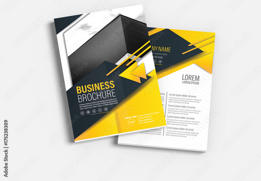 Brochure Cover Layout with Yellow and Gray Accents 1 Stock Template ...