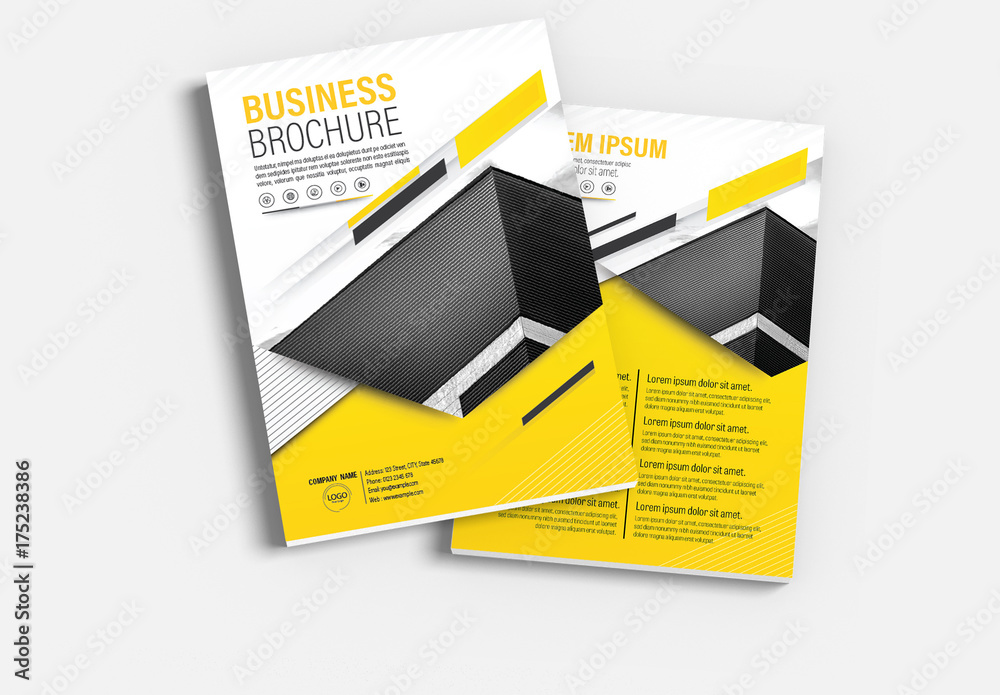 Brochure Cover Layout with Yellow and Gray Accents 2 Stock Template ...