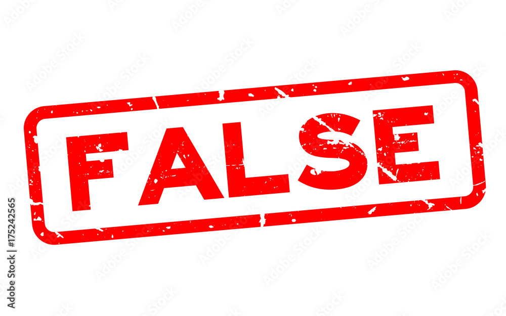 Grunge red false wording square rubber seal stamp on white background ...